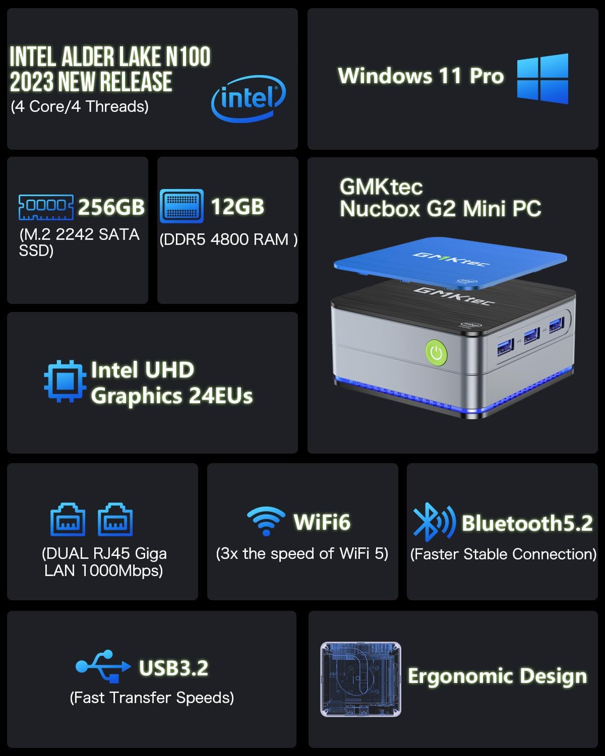 Mua GMKtec Desktop Mini PC Intel N100 Windows 11 Pro 12GB DDR5 256GB ...