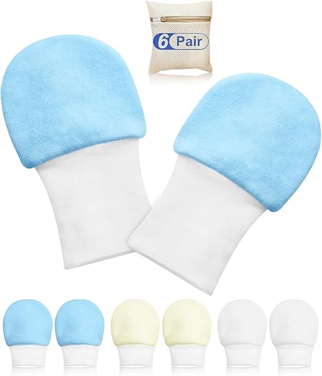 6 Pairs Newborn Baby Mittens Baby Anti Scratch Mittens No Scratch ...