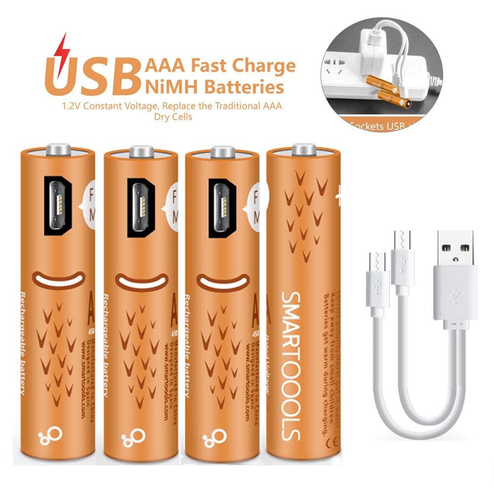 Pilas Recargables AA,Baterías Recargables USB Recargables Elzle 1000mAh ...