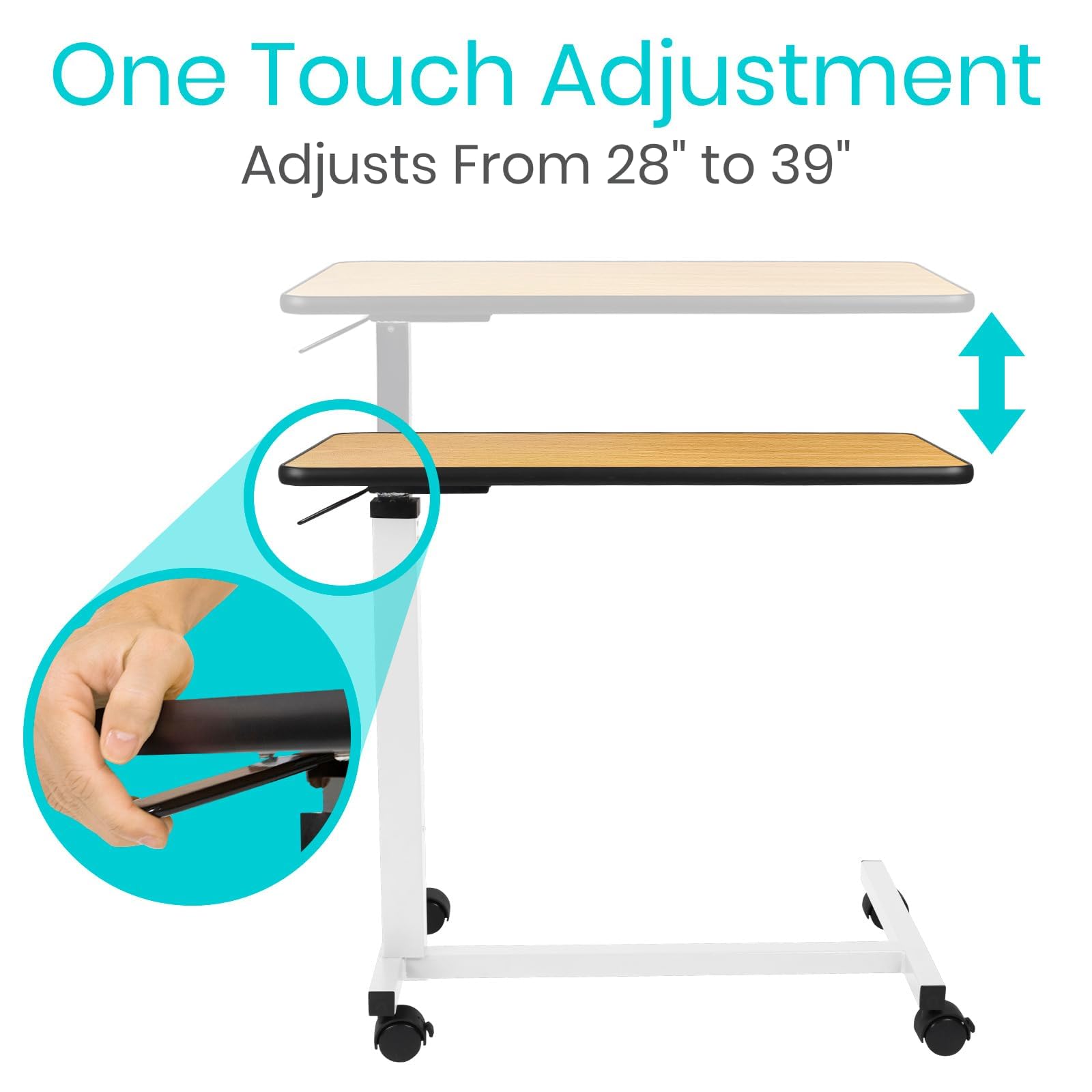 Mua Vive Overbed Table (XL) - Hospital Bed Table - Swivel Wheel Rolling ...