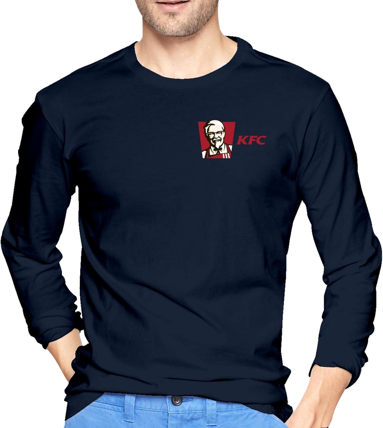 LWJKI Mens Casual Interesting KFC Logo Long Sleeves T-Shirt Black ...