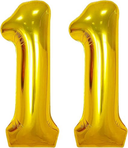 Gold Number 11 Balloon for 11th Birthday – Large, 40 Inch | Gold Mylar ...