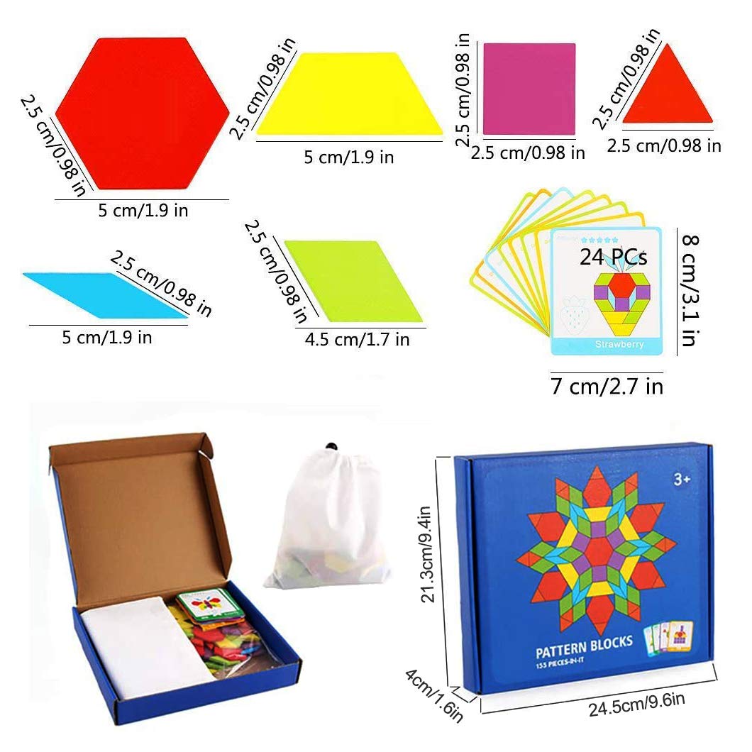 Mua 155 Pcs Wooden Pattern Blocks Set - Geometric Shape Puzzle ...