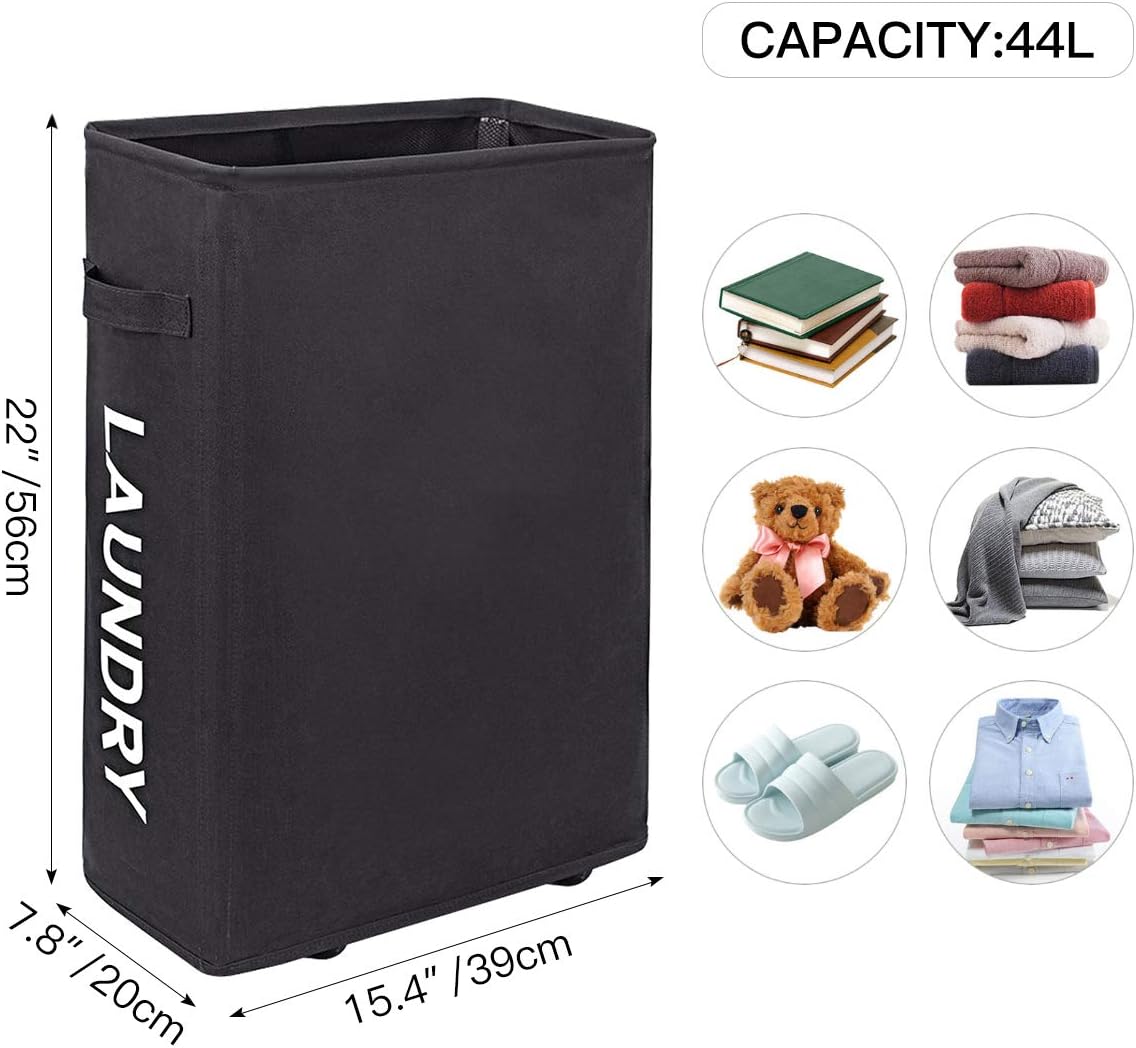 WOWLIVE Slim Laundry Basket Small Washing Basket Foldable Laundry ...