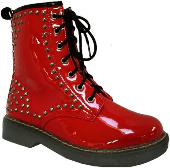 Red Studded DM Style Boots UK8: Amazon.co.uk: Shoes & Bags