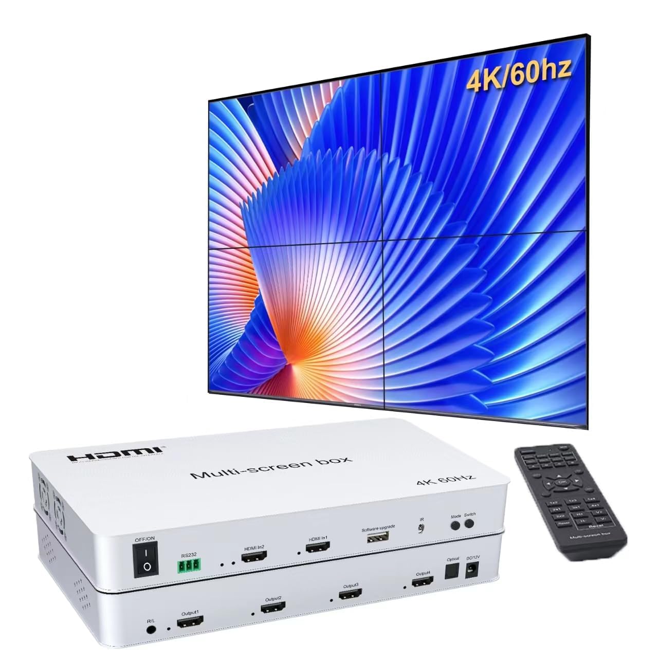 Video Wall Controller 2x2 4k,HDMI 2.0 TV Wall Controller, Support ...