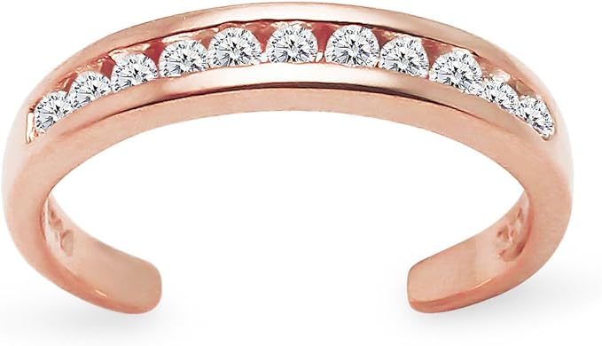 River Island Sterling Silver Cubic Zirconia Adjustable Channel Toe Ring ...