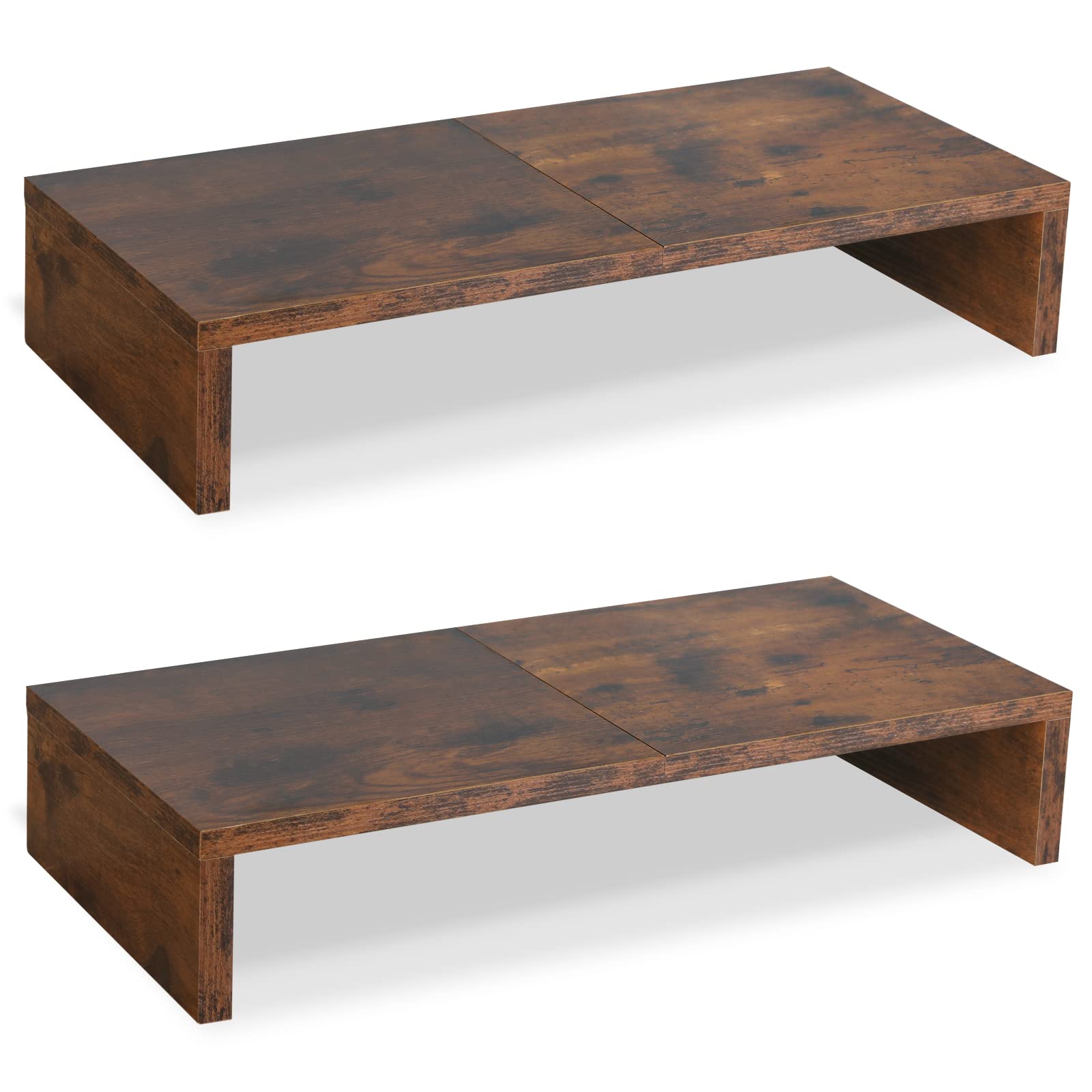 TEAMIX 2 Pack Monitor Stand Riser-20 inch, Wood Monitor Stand, Desktop ...