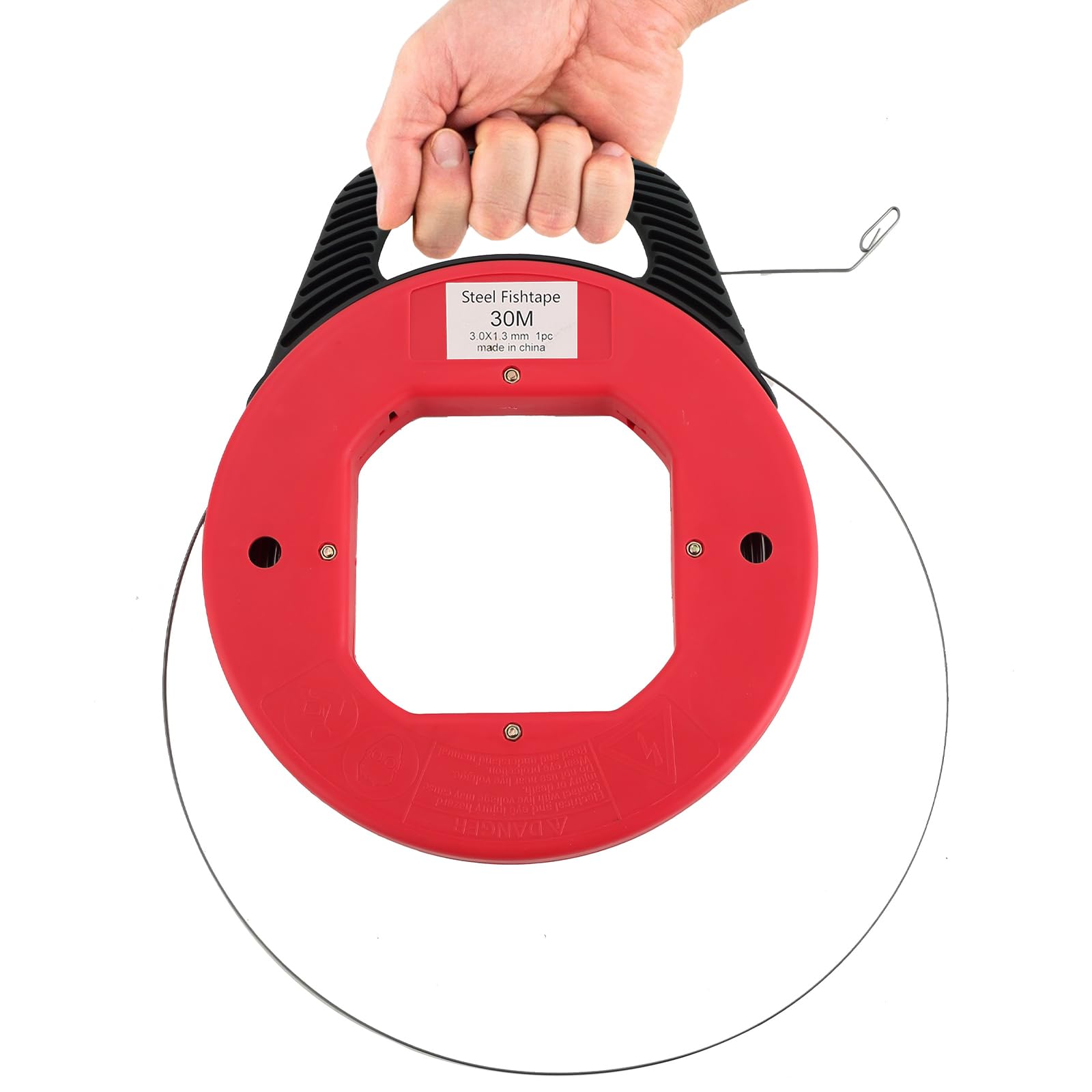 FLKQC 100 Feet (30M) Steel Fish Tape in Red Plastic Housing Retractable ...