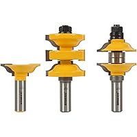 Yonico Router Bits Set Exterior Door Rail and Stile Extended Tenon 3 ...