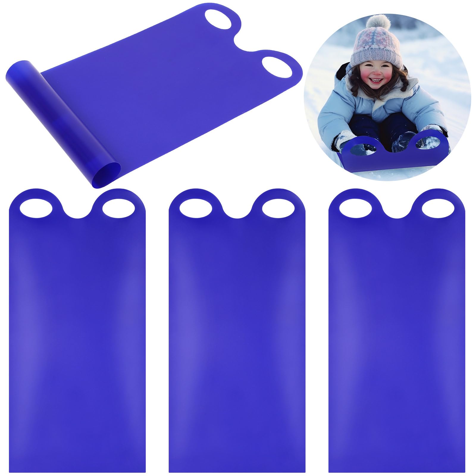 Poen 4 Pcs Snow Sled for Kids and Adult Roll up Sled Plastic Snowboard ...