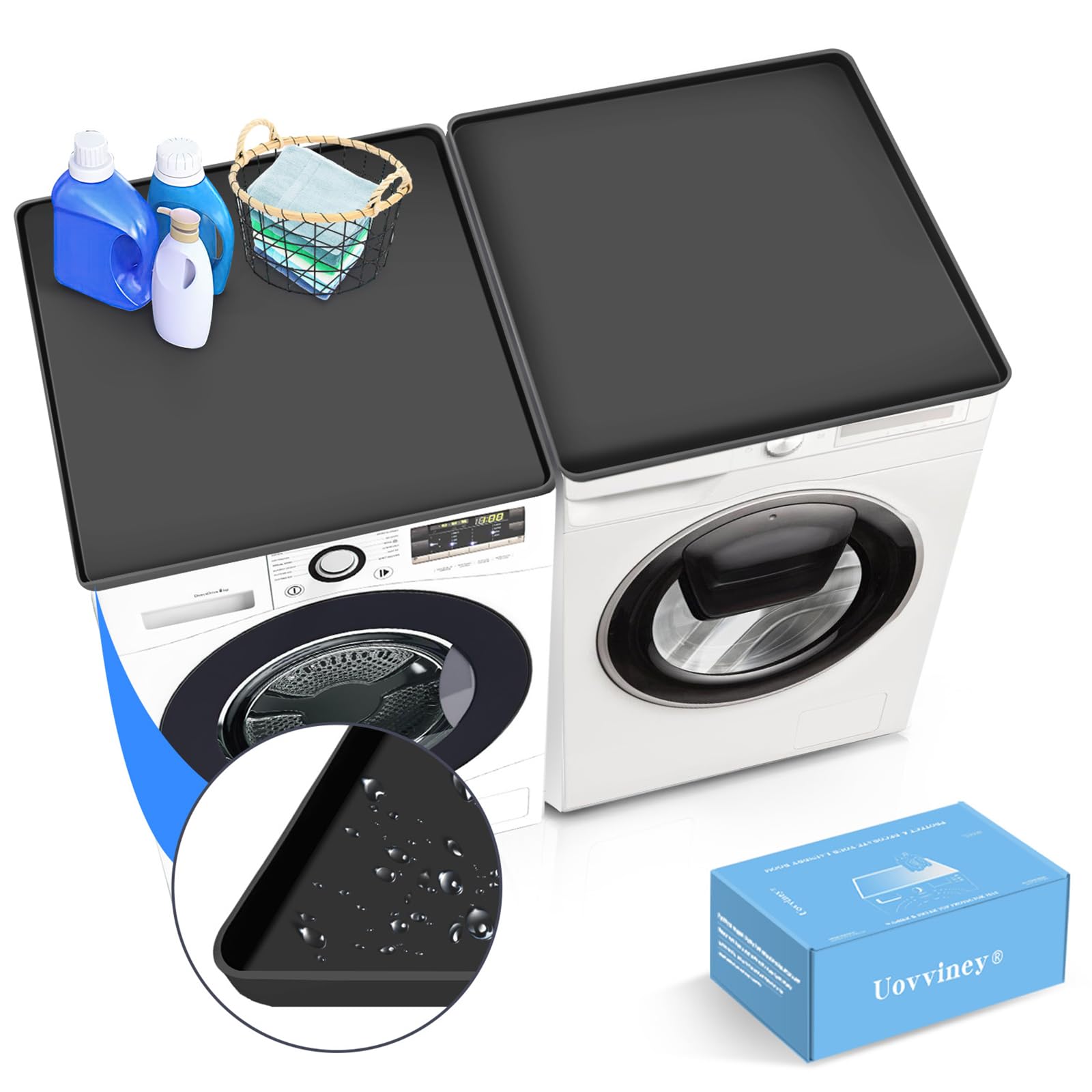 Uovviney Washer and Dryer Top Protector - 25.6" x 23.6" Silicone Washer ...