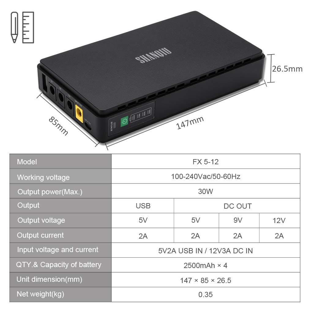 Mua Shanqiu Mini UPS Battery Backup Uninterruptible Power Supply for Router, Modem, Security ...