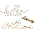 Amazon.com: 8 Pack Wood Hello & Welcome Cutouts Unfinished Wooden Hello ...