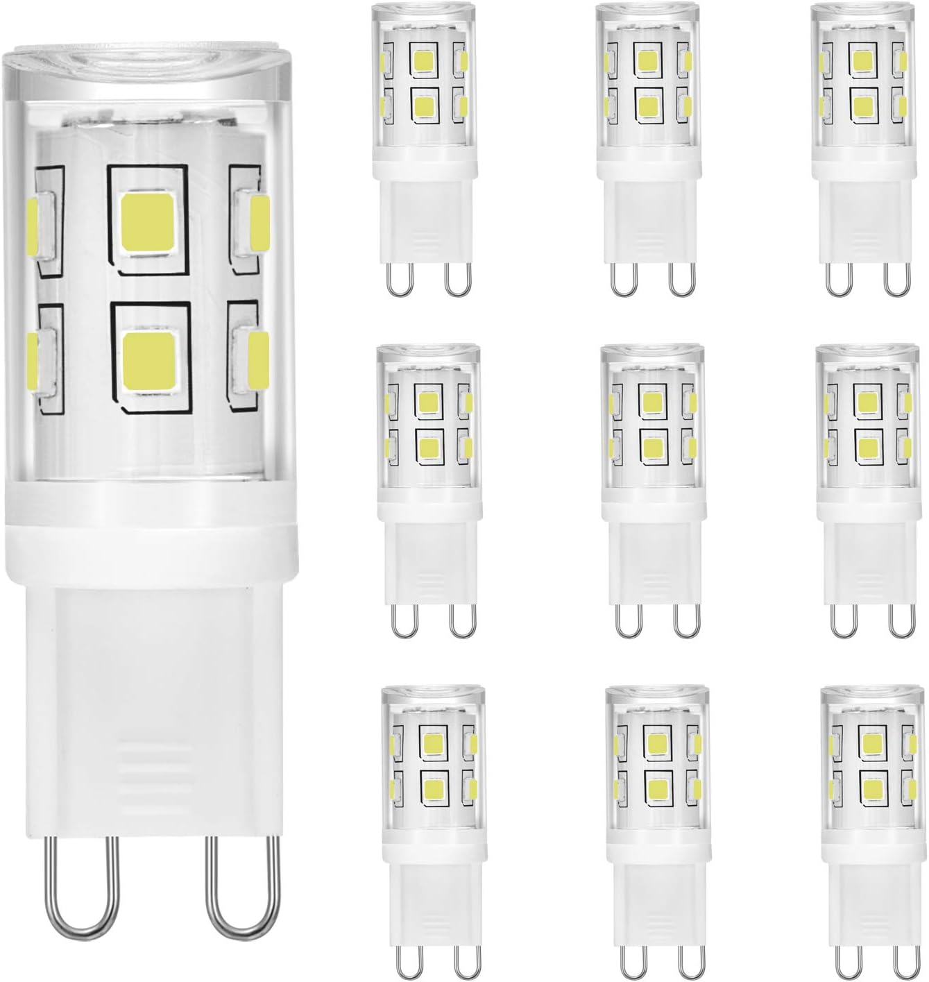 G9 LED Bulbs 2W Equivalent to 15W 20W 25W 28W Halogen Bulbs,Cool White 6000K, 260LM, CRI>85, G9 ...