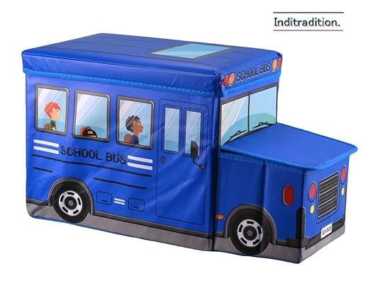 Inditradition Kids School Bus Storage Box, Blue: Amazon.in: Toys & Games