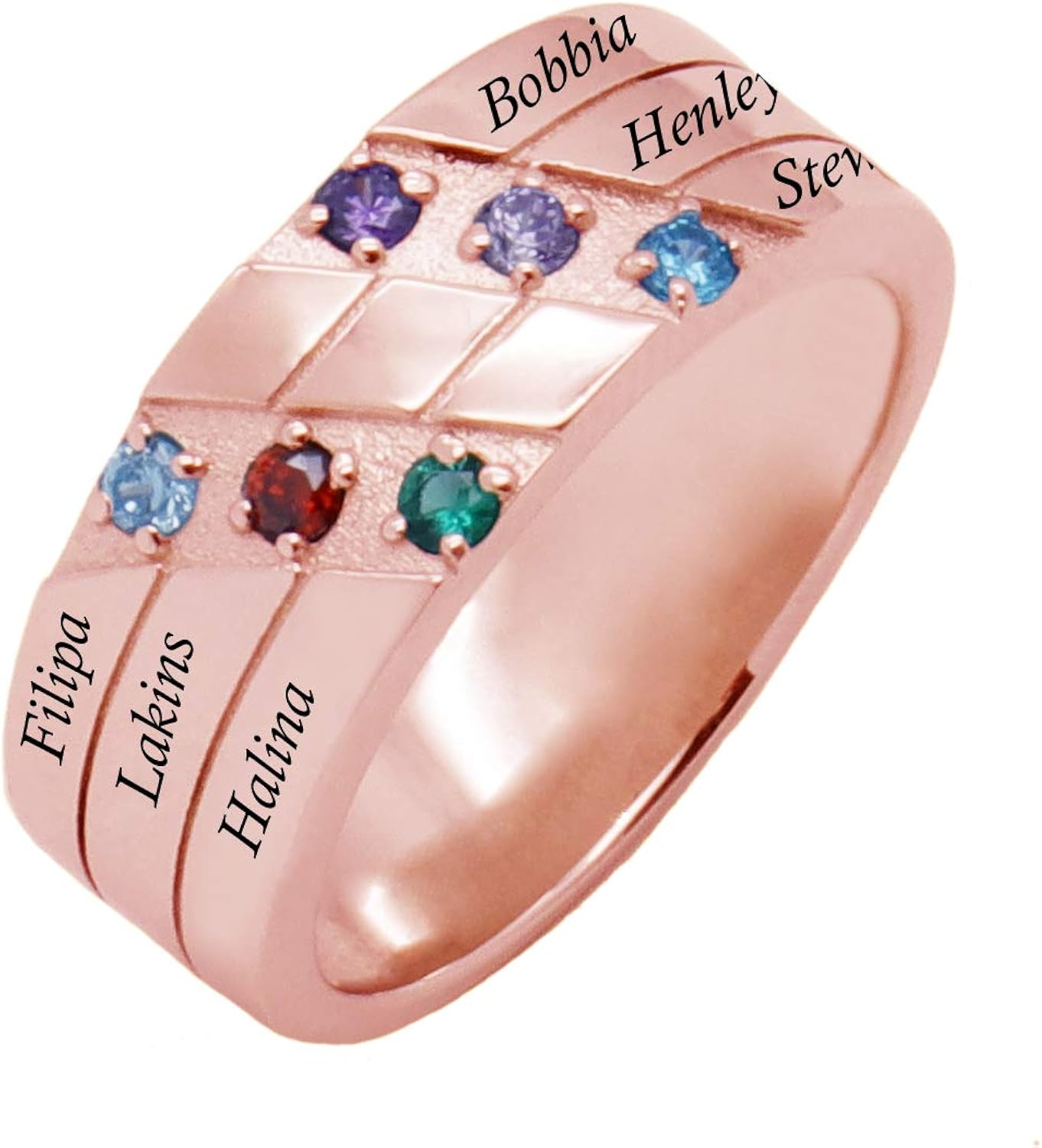Amazon.com: Temacylighting Personalized Mother Ring with 6 Stones Name ...