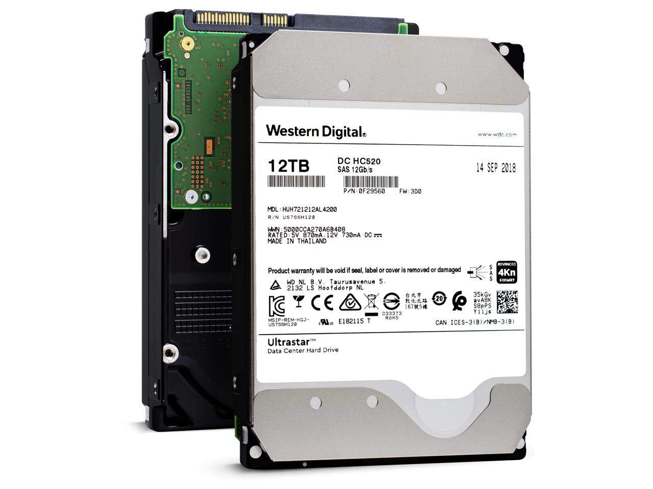 HGST WD Ultrastar DC HC520 HUH721212AL4200 12TB HDD 7200 RPM SAS 12Gb/s ...