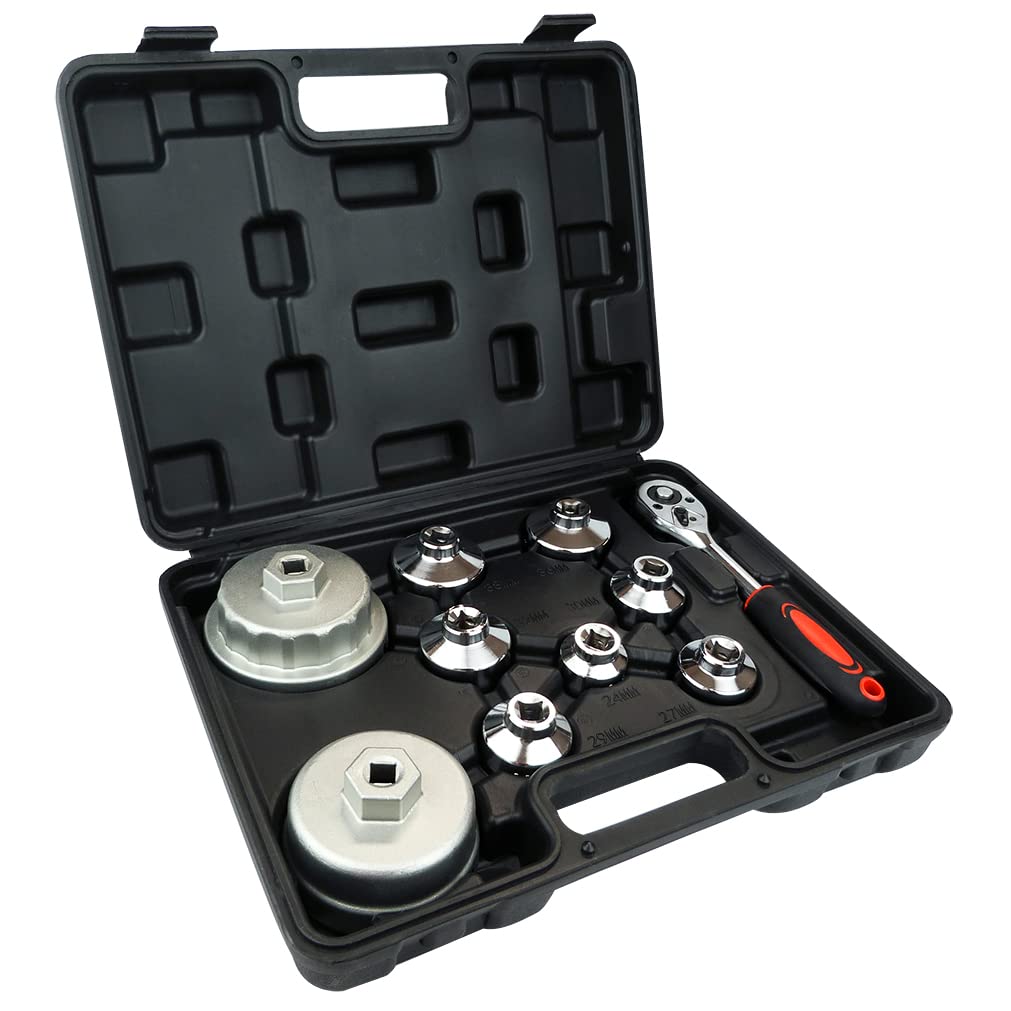 Oil Filter Socket Set, 10PCS Oil Filter Wrench Set 24mm,27mm,29mm,30mm ...