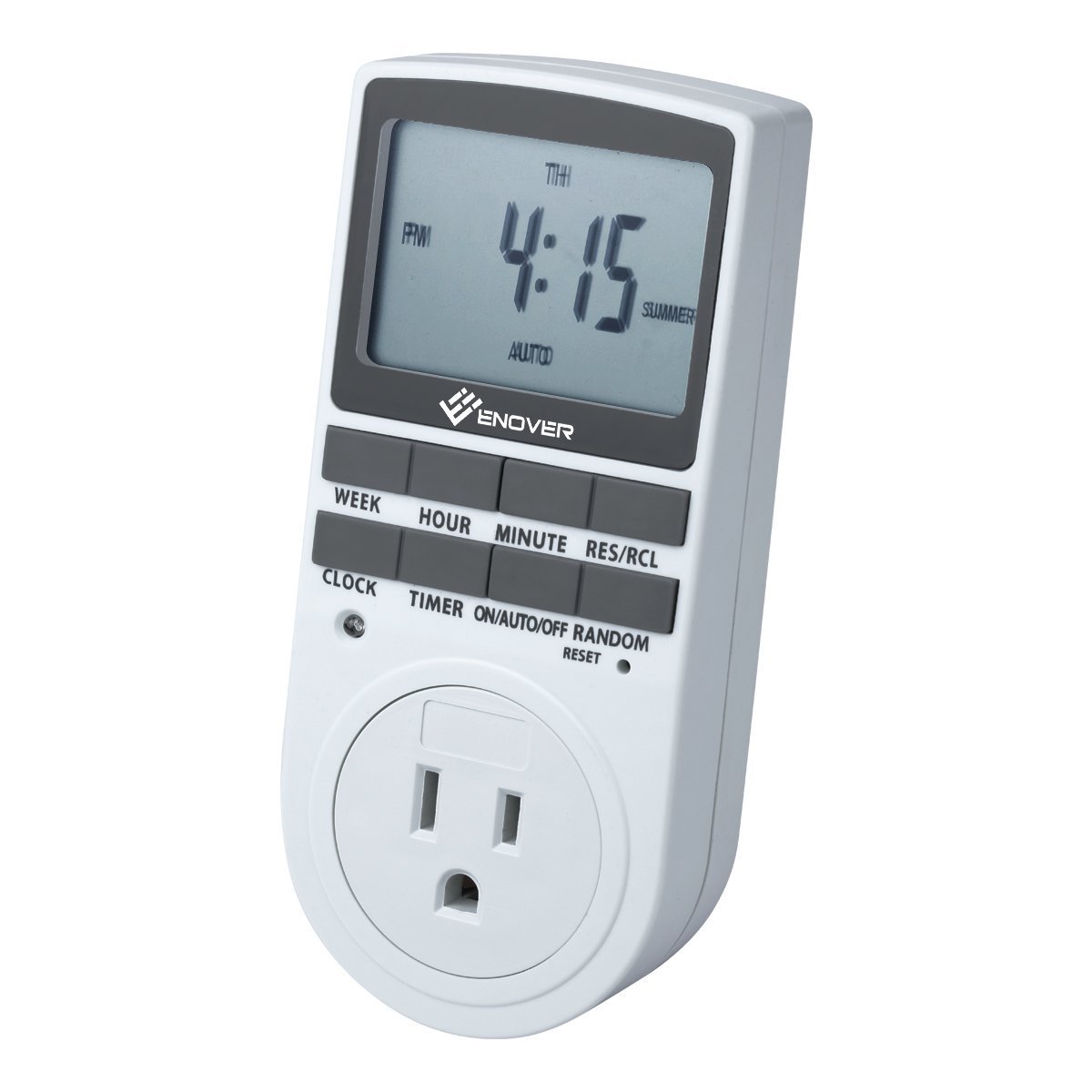 Smart Digital Light Timer With 3 Prong Outlet 7 day Programmable Plug 