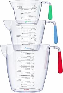Amazon.com: Vremi 3 Piece Plastic Measuring Cups Set - BPA Free Liquid ...