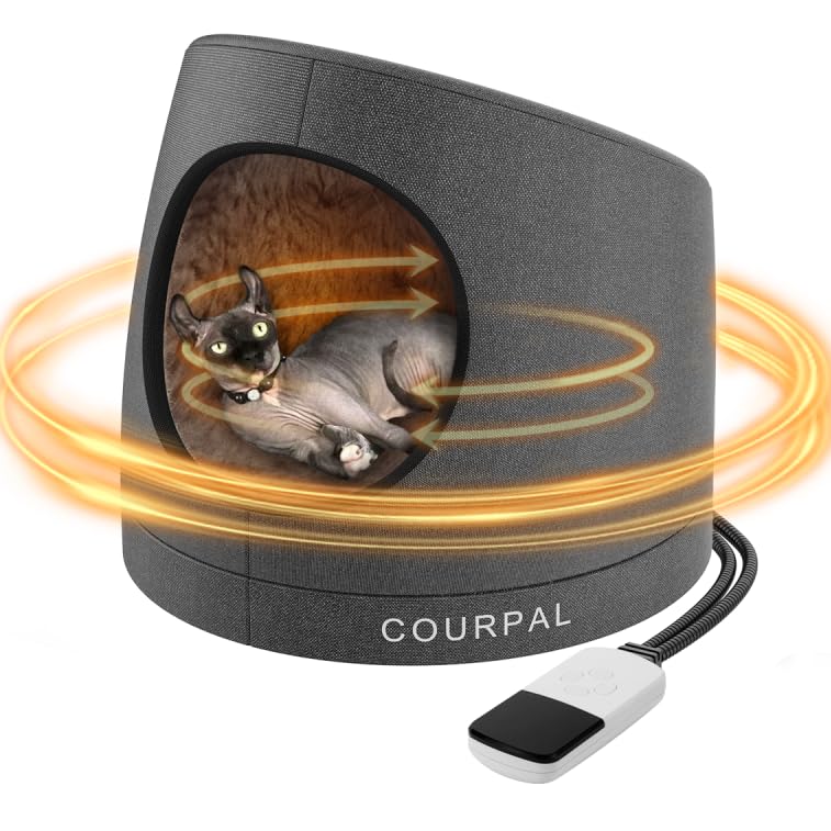 COURPAL® Heated Cat Cave Bed for Indoor Cats - Surround Heating ...