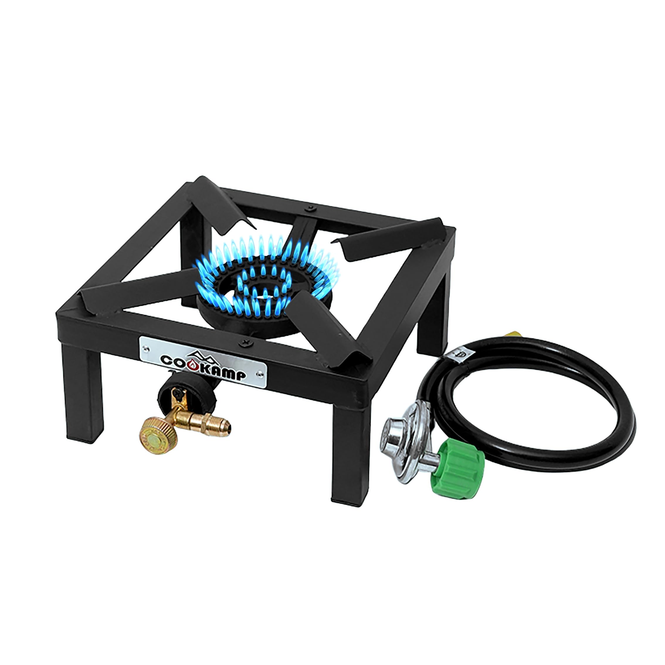 COOKAMP Propane Single Burner Angle Iron Camp Stove with CSA Listed Regulator and 4ft Hose ...