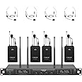 Amazon.com: Phenyx Pro 4-Channel Wireless Microphone System, UHF Auto Scan Cordless Mic Set, 4 ...
