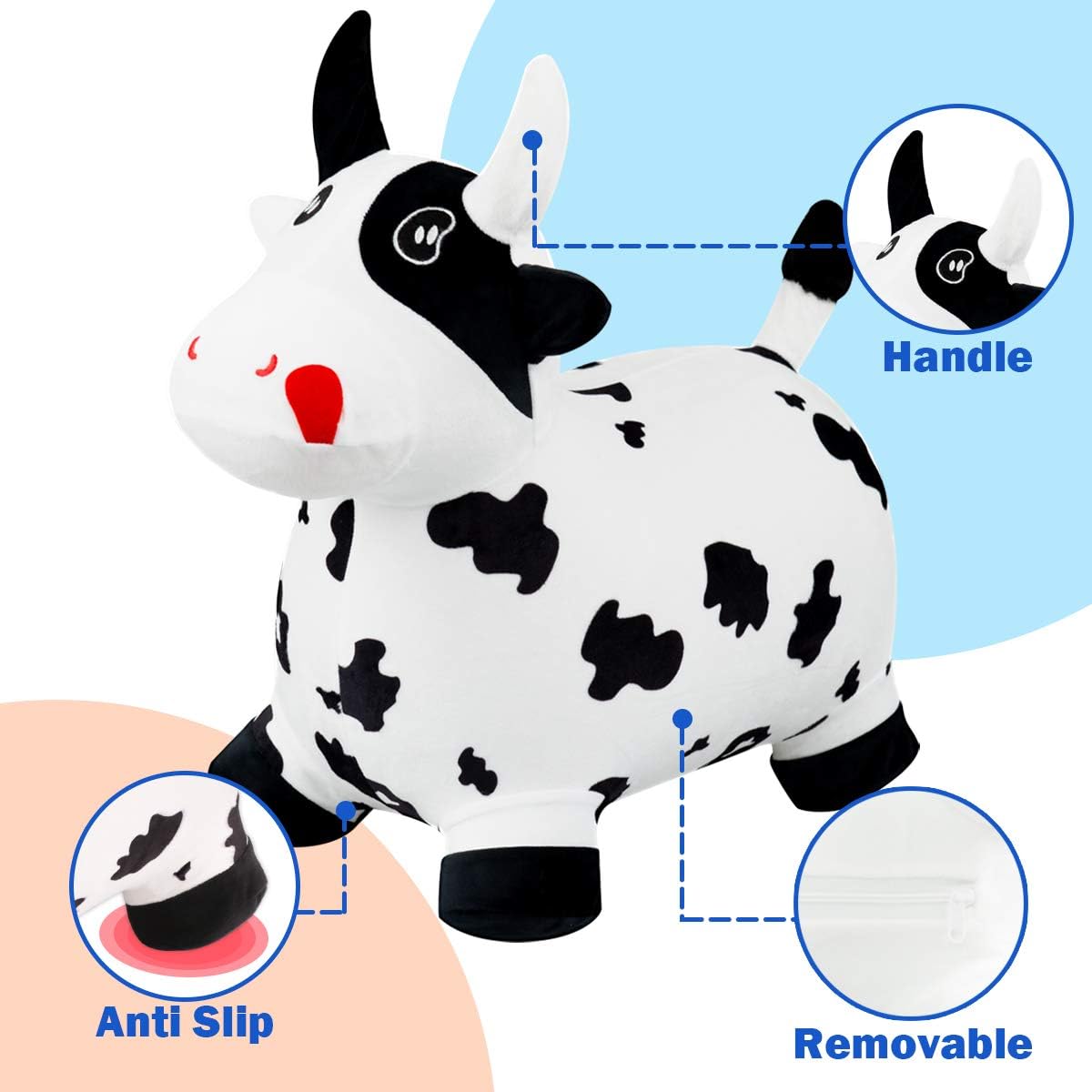 U&C Planet Bouncy Hopper, Bouncy Cow Hopping Horse, Outdoor Ride On ...