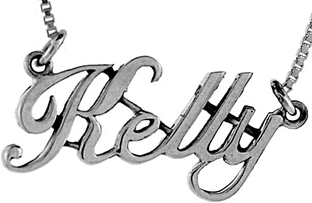 Amazon.com: Sterling Silver Name Necklace Kelly 3/8 Inch, 17 Inches ...