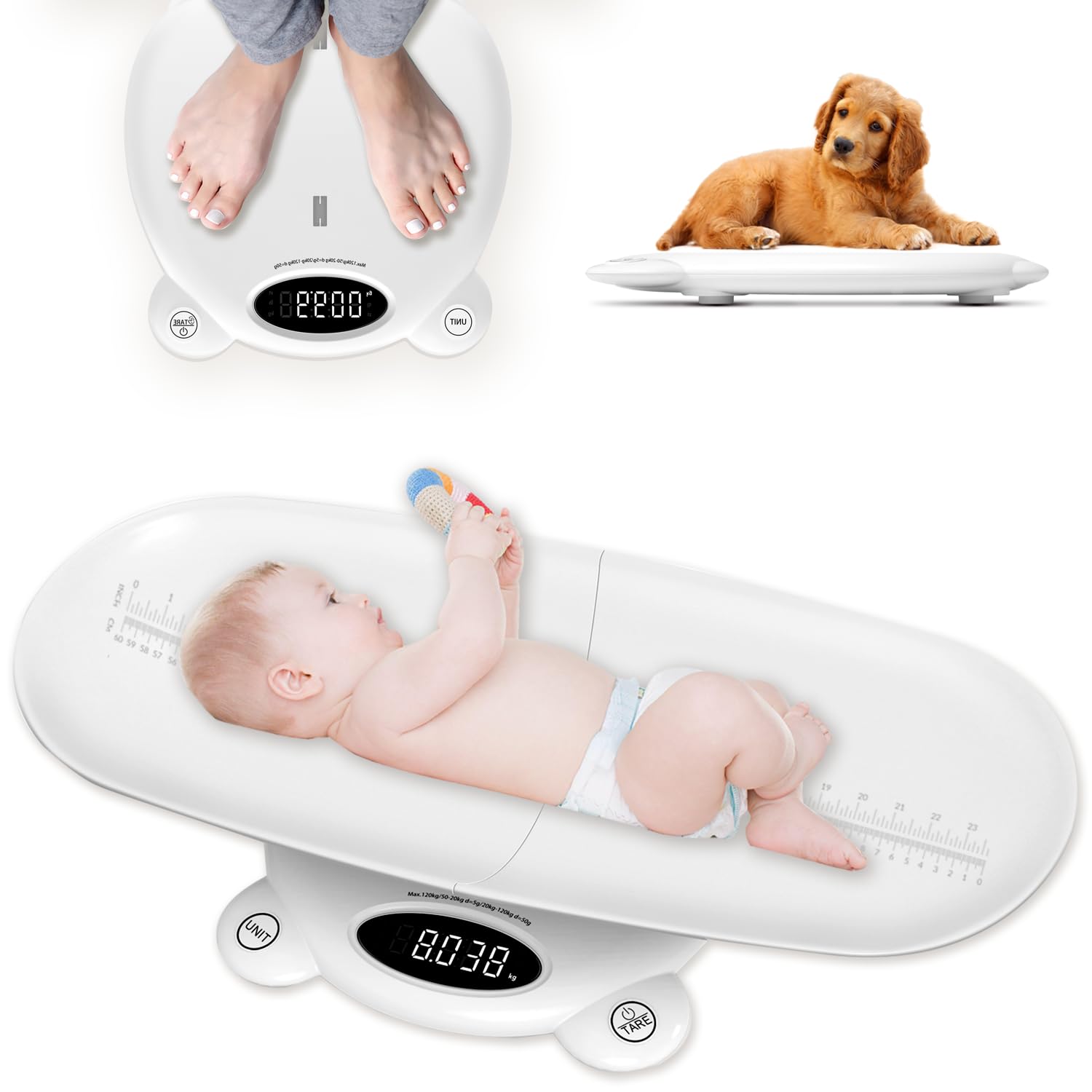 Digital Baby Scale with Weighing and Height Track, Pet Scale Up to 265 ...