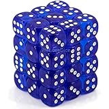 Amazon.com: Chessex Dice D6 Sets: Teal with White Translucent - 12Mm ...