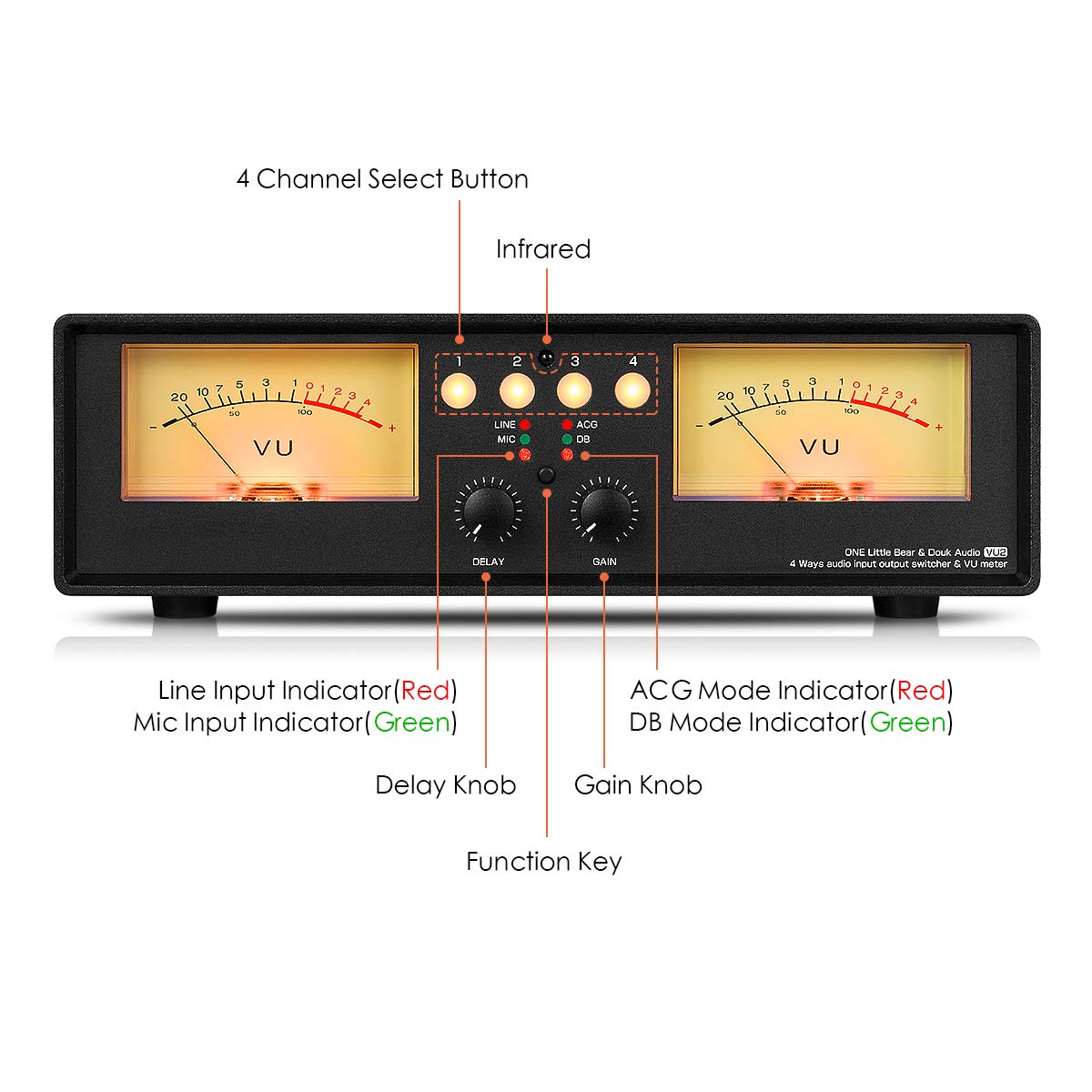 Mua Douk Audio Vu2 Mic And Line Dual Vu Meter Analog Sound Level Indicator 4 Way Splitter Switch