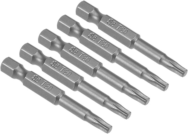 uxcell 5 Pcs T20 Magnetic Torx Screwdriver Bits, 1/4 Inch Hex Shank 2 ...