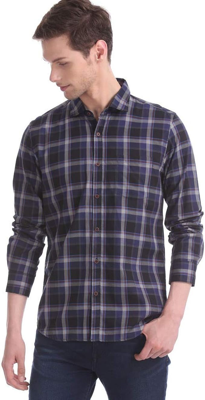 Buy Arvind Multi Colour Modern Slim Fit Check Shirt at Amazon.in