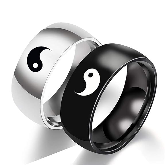 2Pcs Yin Yang Designed Couple Ring Matching Yin Yang Dainty Tai Chi ...