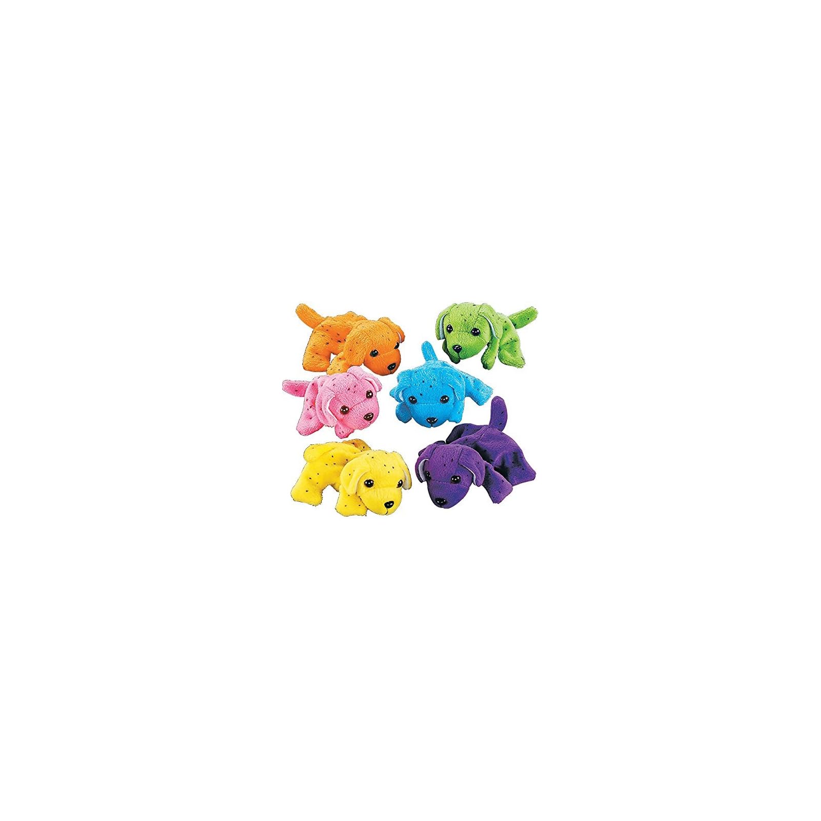 Plush Neon Dogs (1 dozen) - Bulk, Assorted Colors - Epic Kids Toys