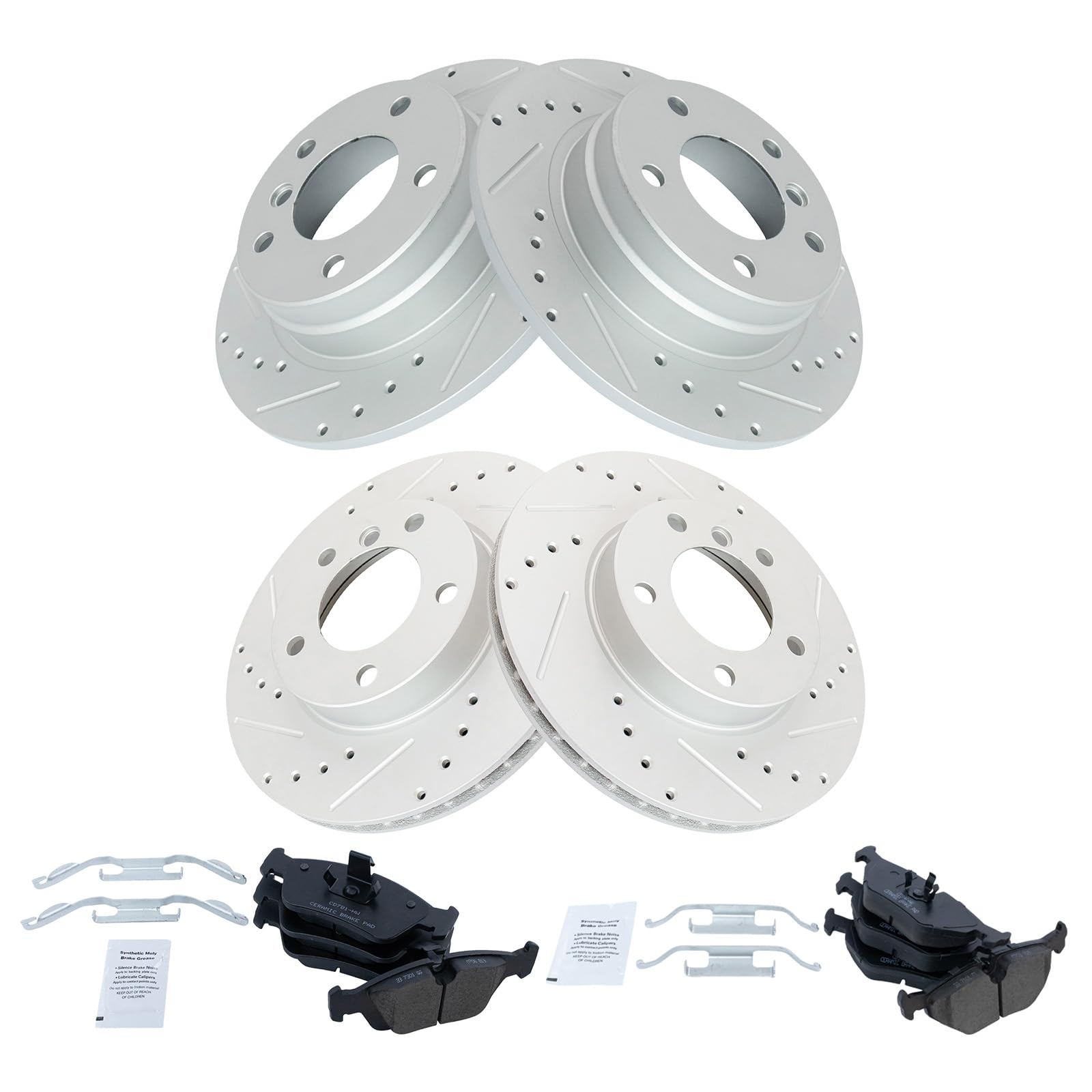 TRQ Front and Rear Performance Brake Pad & Rotor Kit Brake Pads Brake ...