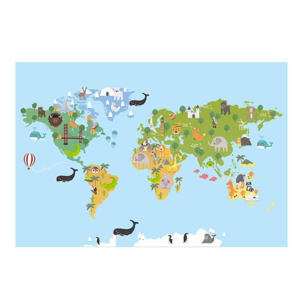 Buy CSFOTO 5x3ft Cartoon Animals World Backdrop Birthday Party ...