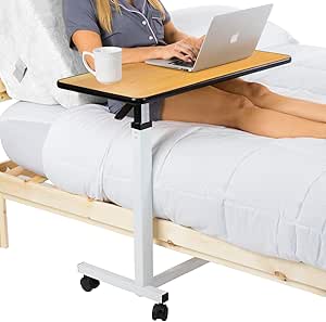 Amazon.com: Vive Overbed Table (XL) - Hospital Bed Table - Swivel Wheel ...