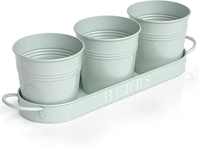 Amazon.com : Barnyard Designs Herb Pot Planter Set with Tray for Indoor ...