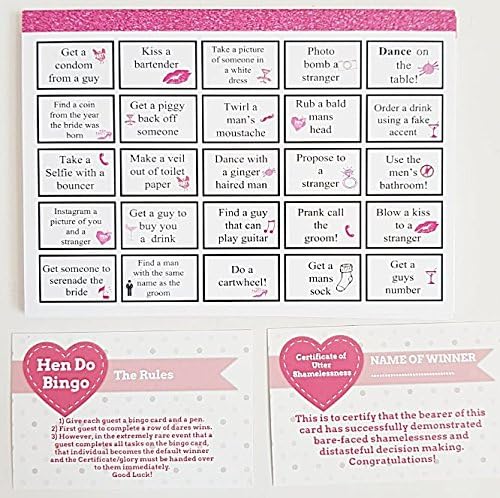 Hen Do Bingo: Hilarious Hen Party Dare Game including 20 Professionally ...