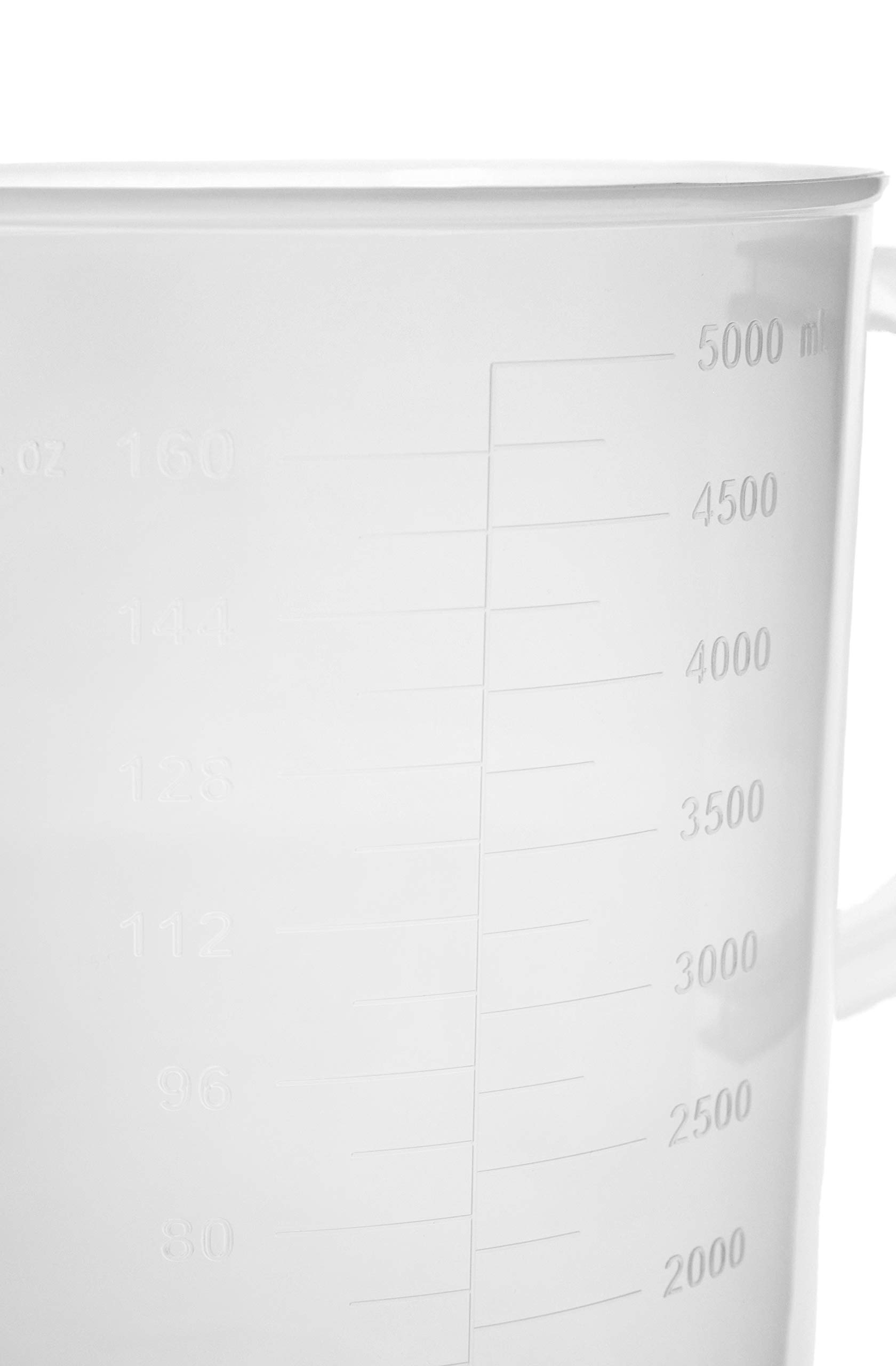 EISCO Measuring Jug, 5000mL (5 Liter) - Short Form - Polypropylene Plastic - Molded Graduations ...