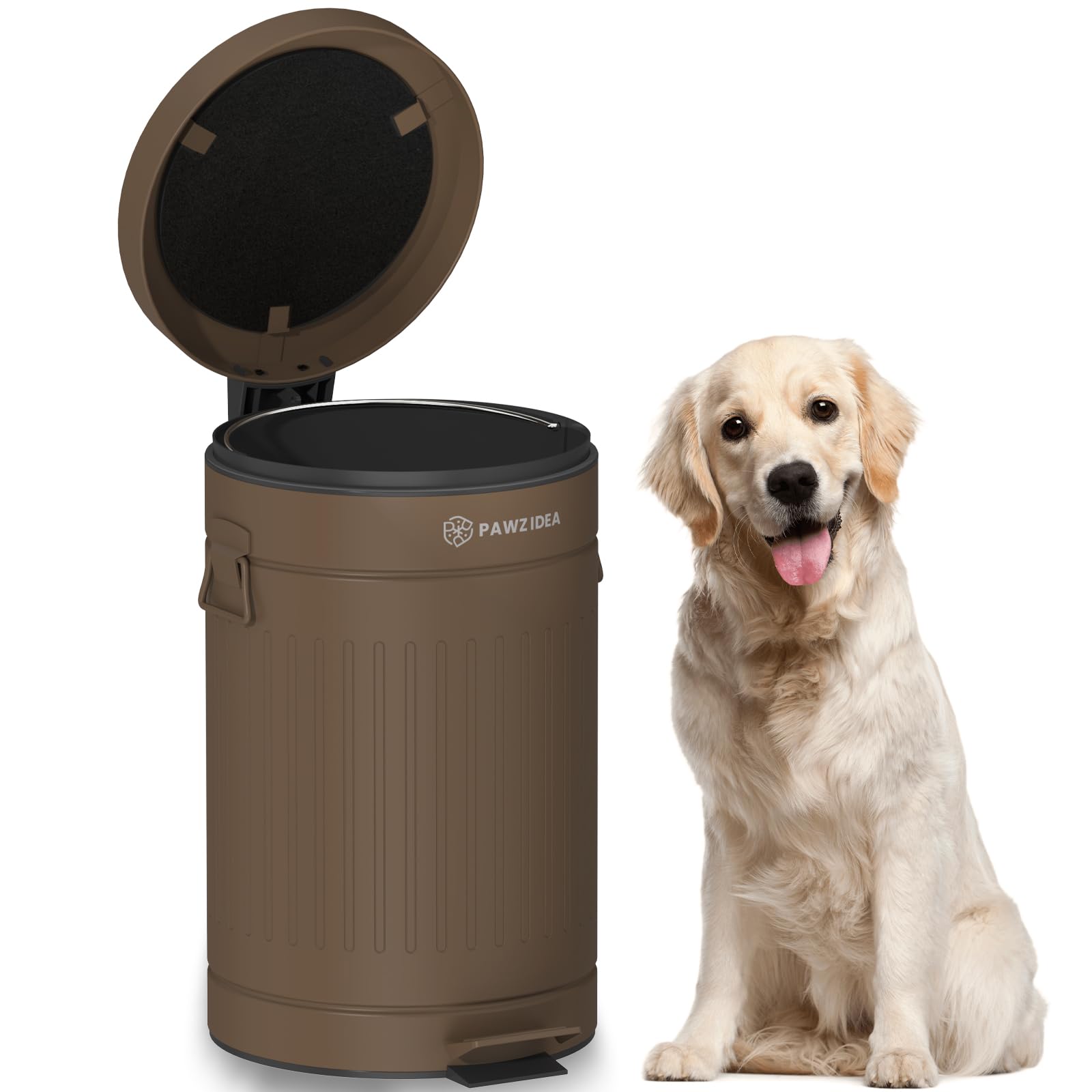 PAWZIDEA Dog Poop Trash Can for Outdoors, 3.1 Gallon Outdoor Trash Can ...