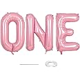 Amazon.com: 40 Inch Pastel Pink ONE Balloons for 1st Birthday, Light ...