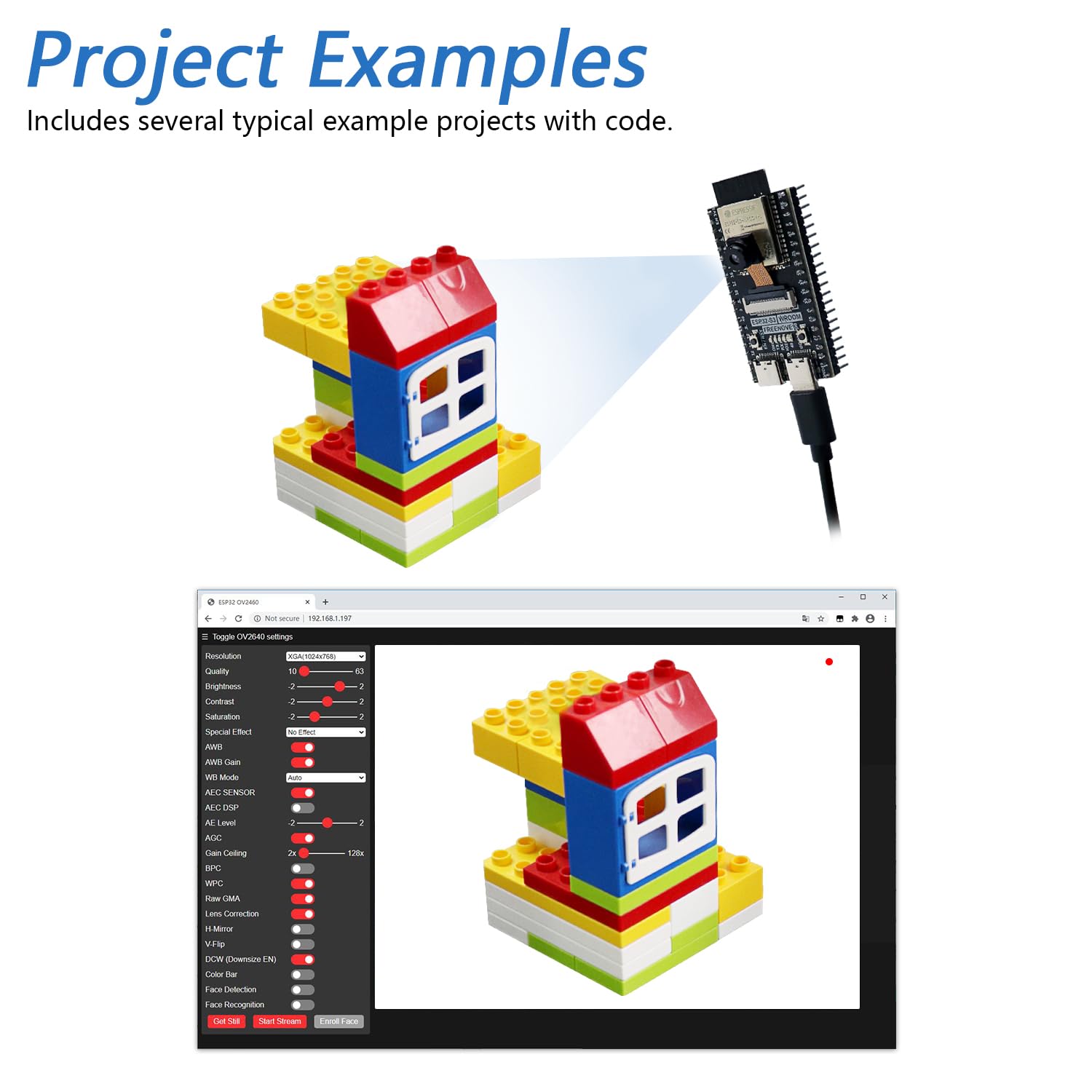 FREENOVE ESP32-S3-WROOM CAM Board, Dual-core 32-bit 240 MHz ...