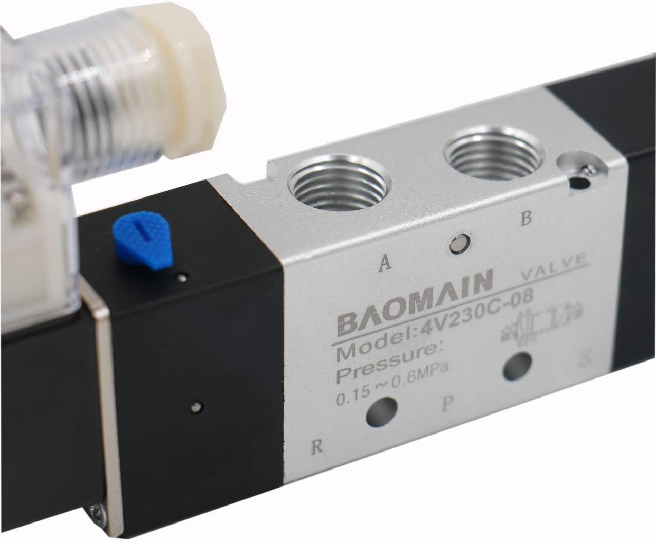 Baomain Pneumatic Solenoid Air Valve 4V230C-08 DC 24V 5 Way 3 Position PT1/4 Internally Piloted ...