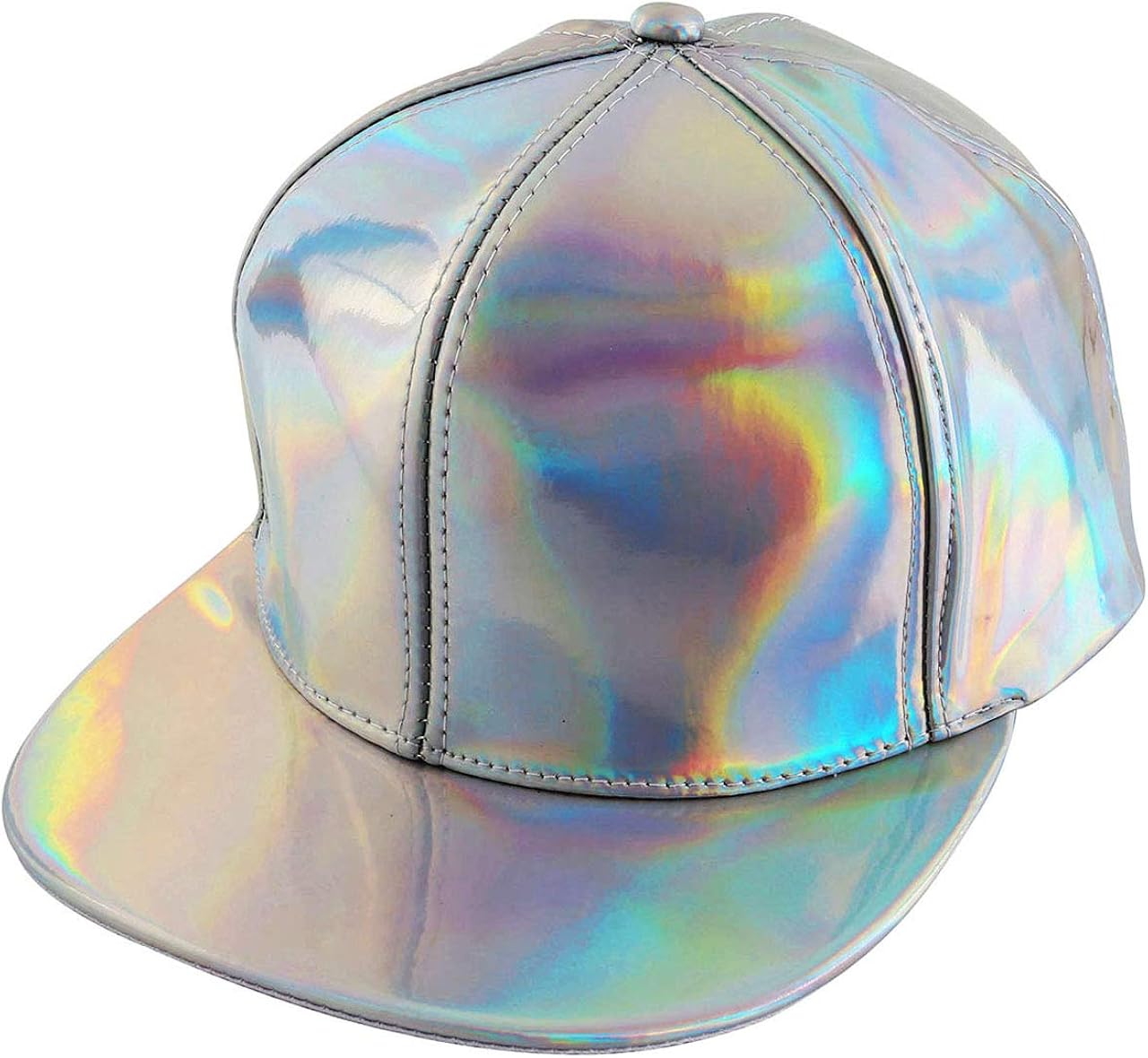 FALETO Adjustable Shiny Holographic Baseball Cap Rainbow Reflective Hip ...