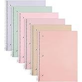 Amazon.com : Geyoga 6 Pack Color 3 Subject Wide Ruled Spiral Notebook ...