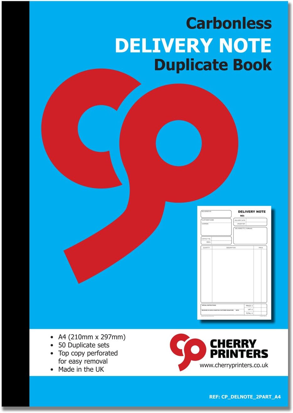 Cherry Carbonless NCR Delivery Note Books A4, A5 - Duplicate ...
